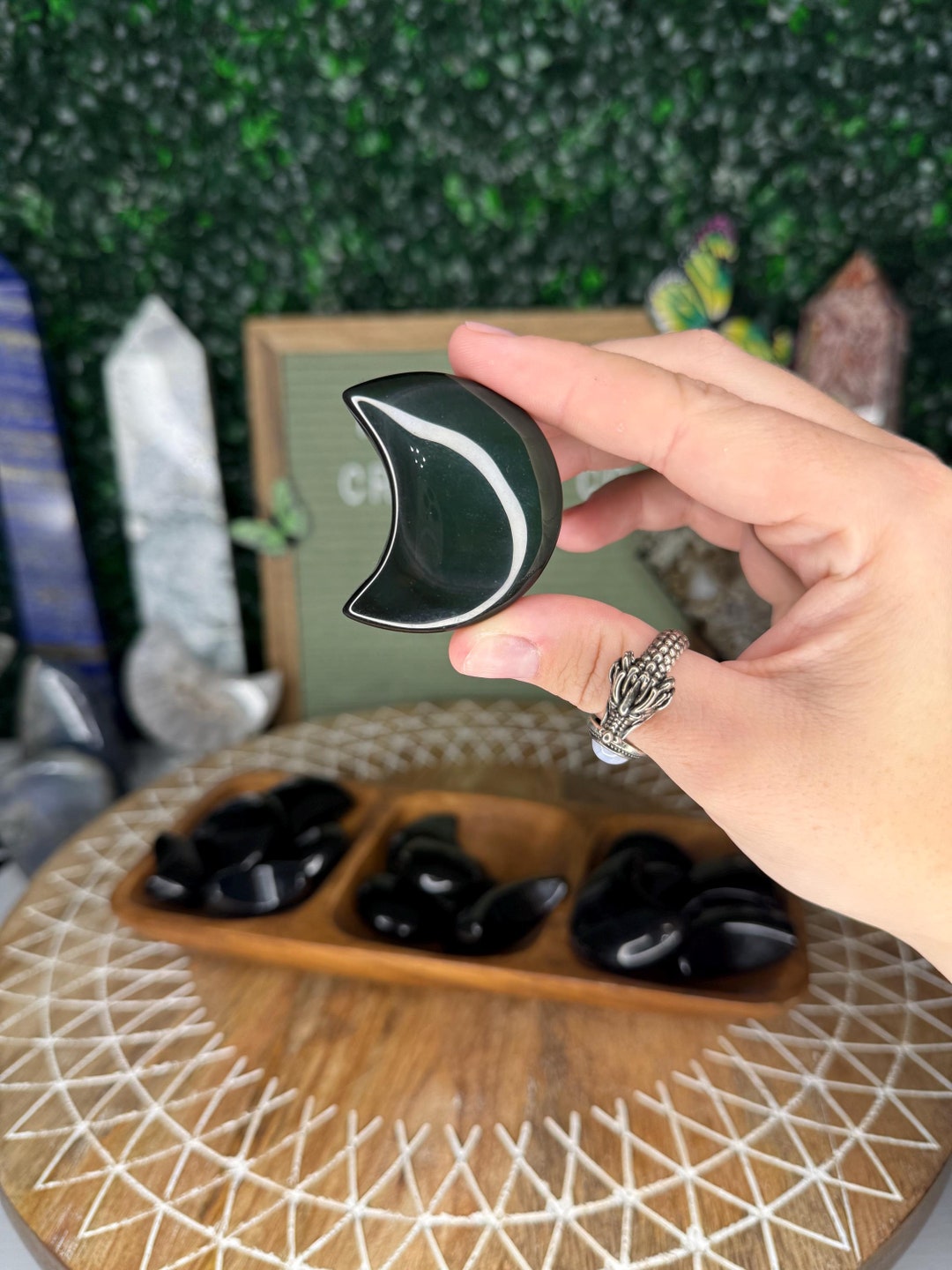 Rainbow Obsidian Moons | Crystal Carvings, Celestial, Metaphysical ...