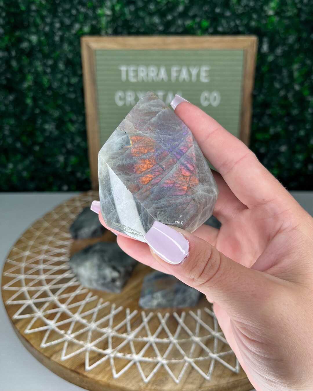 Labradorite Freeforms | Crystal Carvings, Flashy Labradorite, Sunset ...