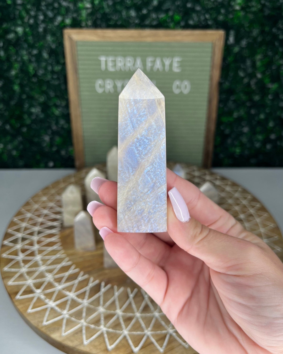 Moonstone Points | Crystal Towers, Flashy Moonstone, Sunstone Mix ...