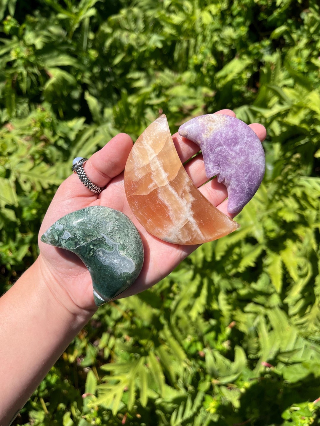 Crystal Moon Carvings | Choose Your Own, Various Material, Crystal ...