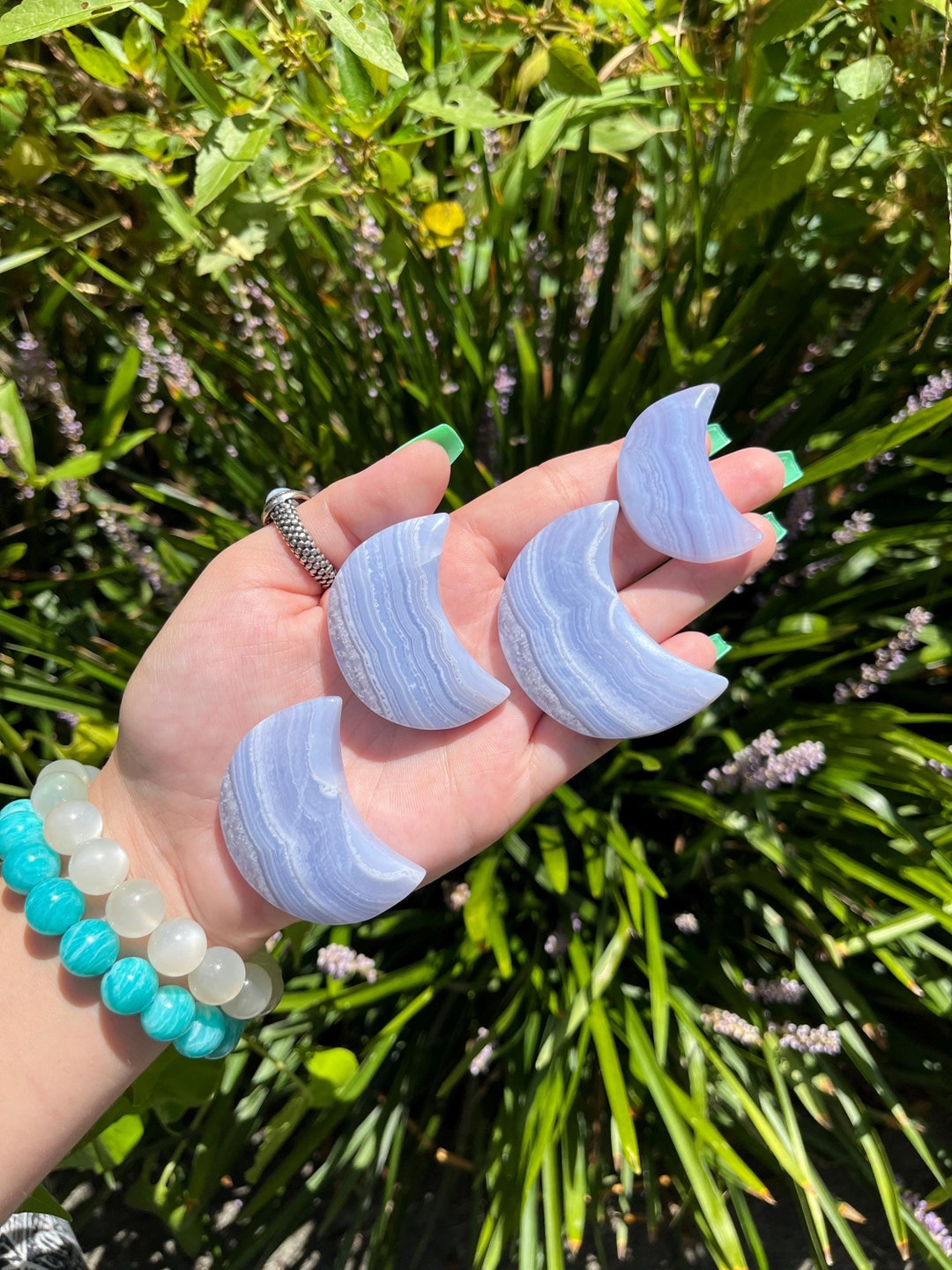 Blue Lace Agate Moons | Crystal Carvings, Crystal Moons, High Quality ...