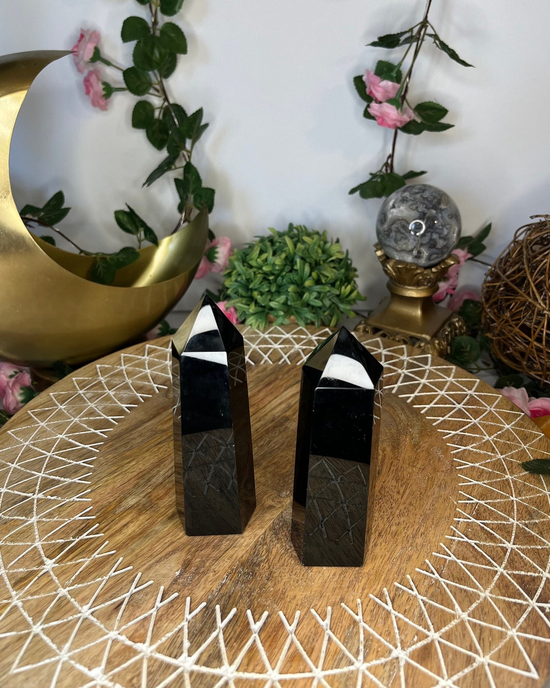 Black Obsidian Tower Crystal Towers Points - Etsy