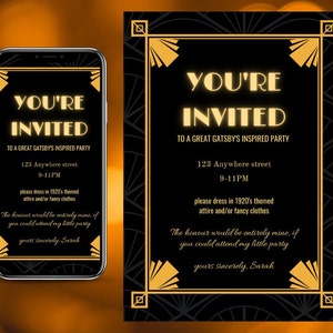 Great Gatsby Party Invitation | Gatsby Invitation | Great Gatsby Party ...