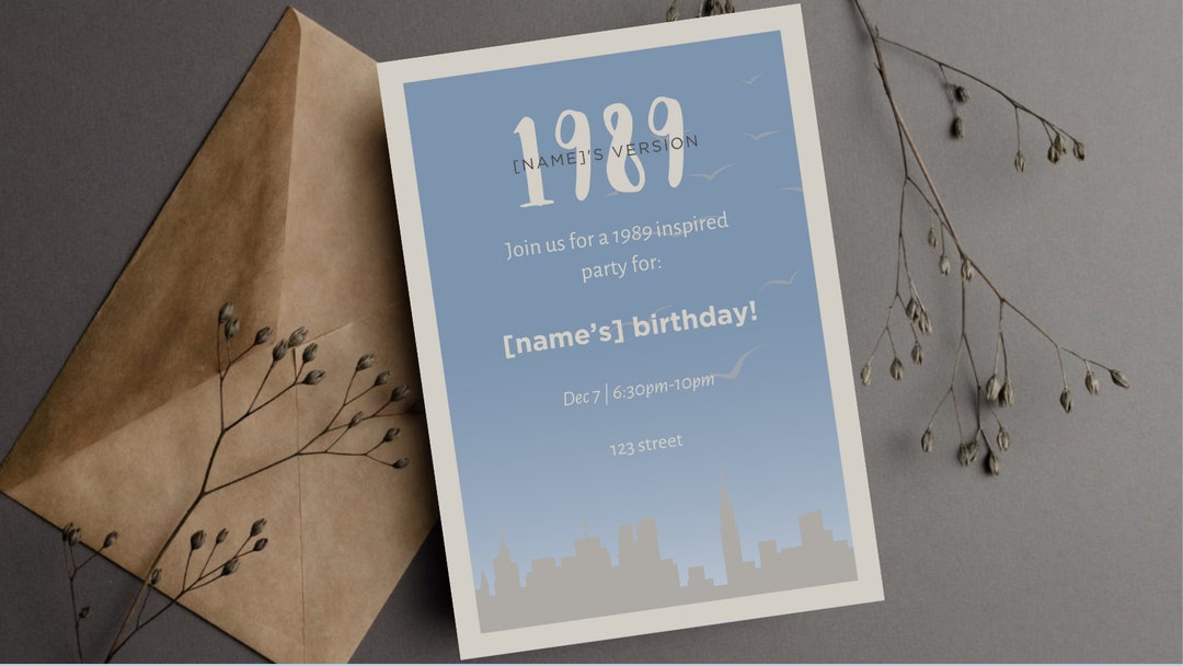 1989 Party Invitation 1989 Birthday Invitation Custom - Etsy