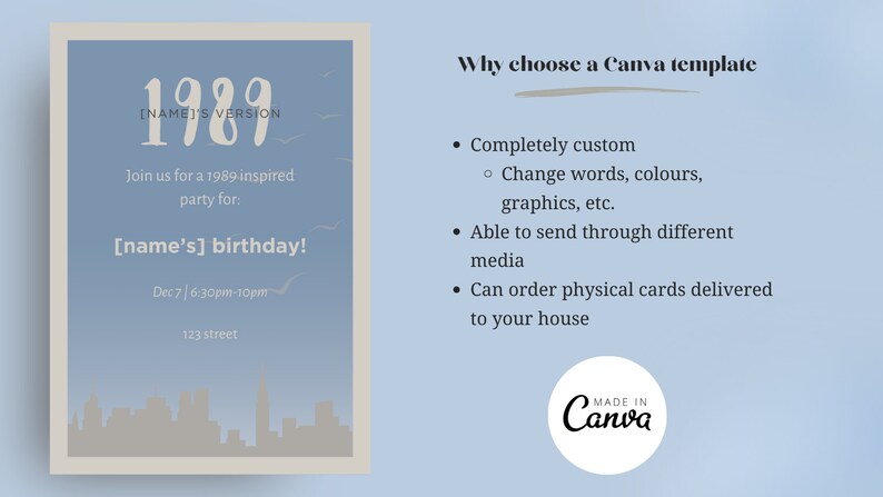 1989 Party Invitation 1989 Birthday Invitation Custom - Etsy