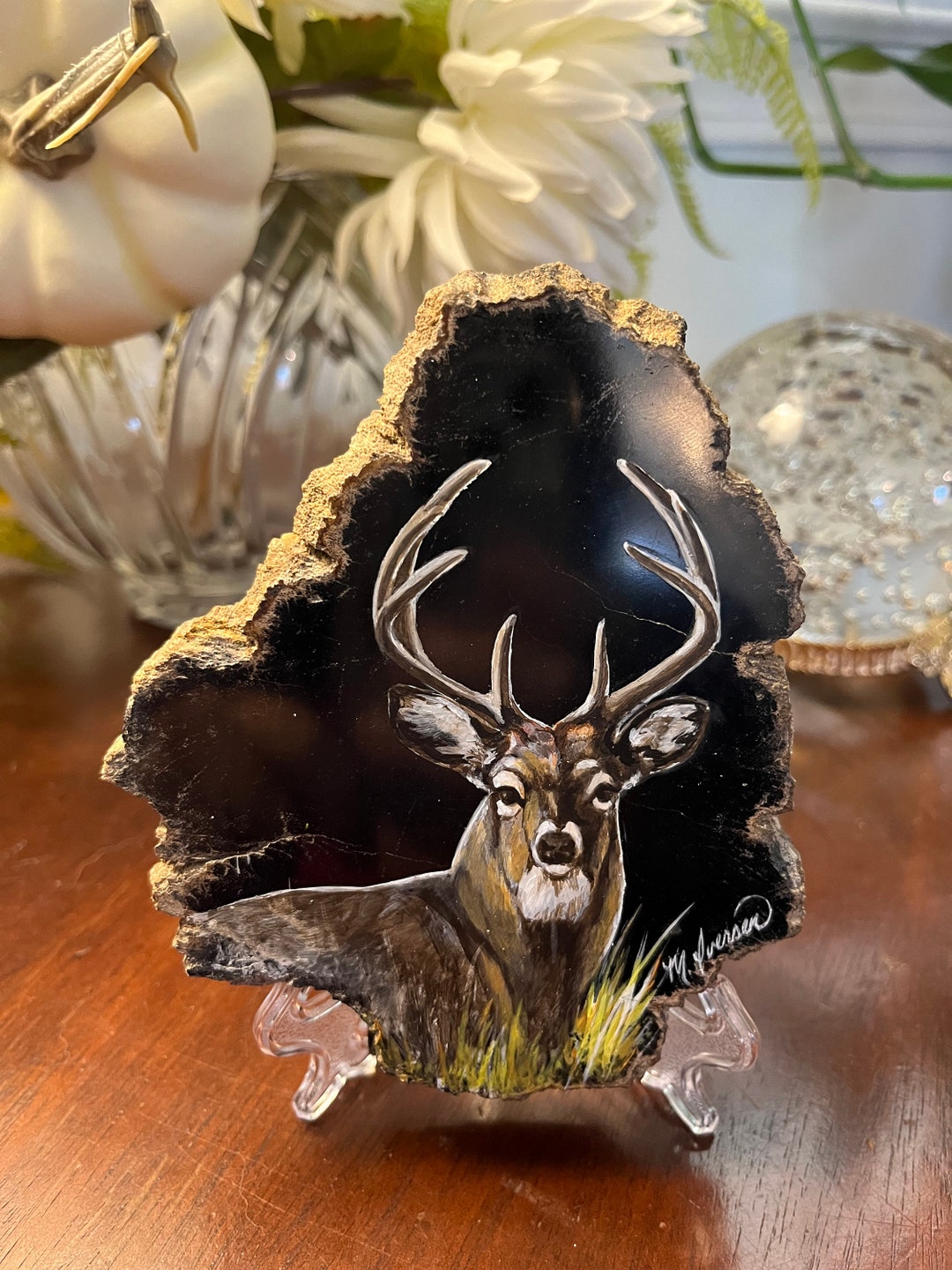 Custom Handpainted Deer Stone, Buck, Agate, Metaphysical Crystal, New ...