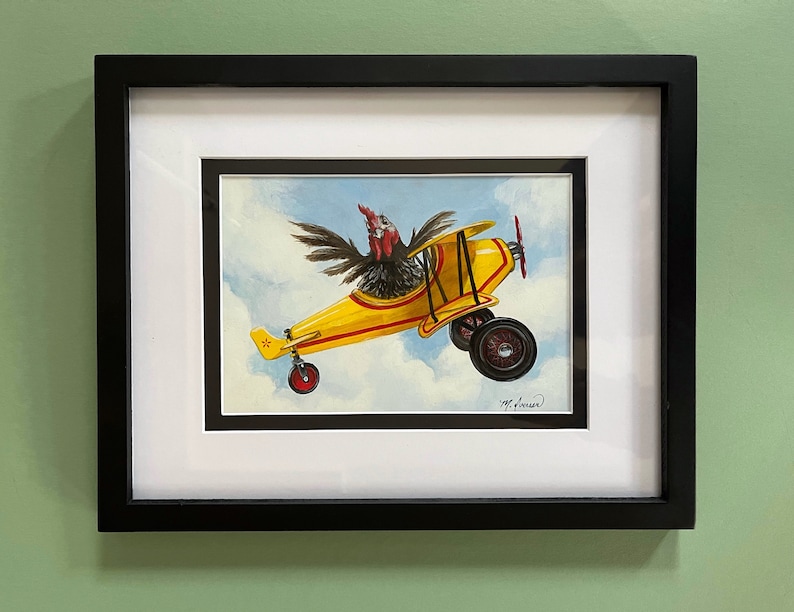Hand Painted Chickens Can Fly! Original, Chicken, Plane - Etsy