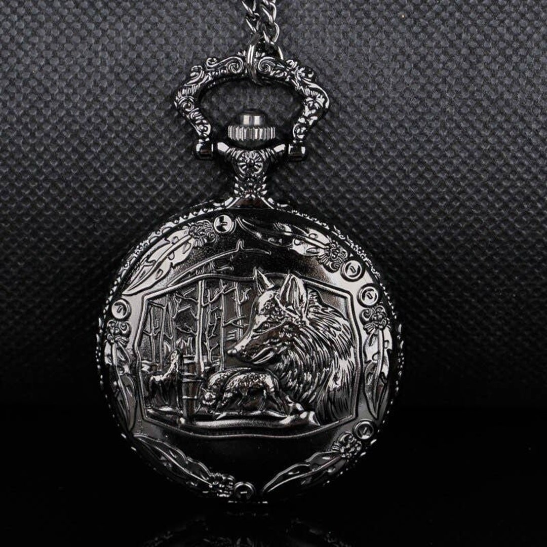 Wolf Pocket Watch NEW Black Metal Wolves Wild Nature Outdoors - Etsy
