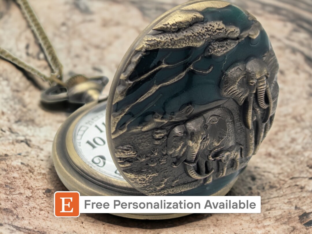 Elephant Pocket Watch NEW Gift Safari Africa India Vintage Bronze ...