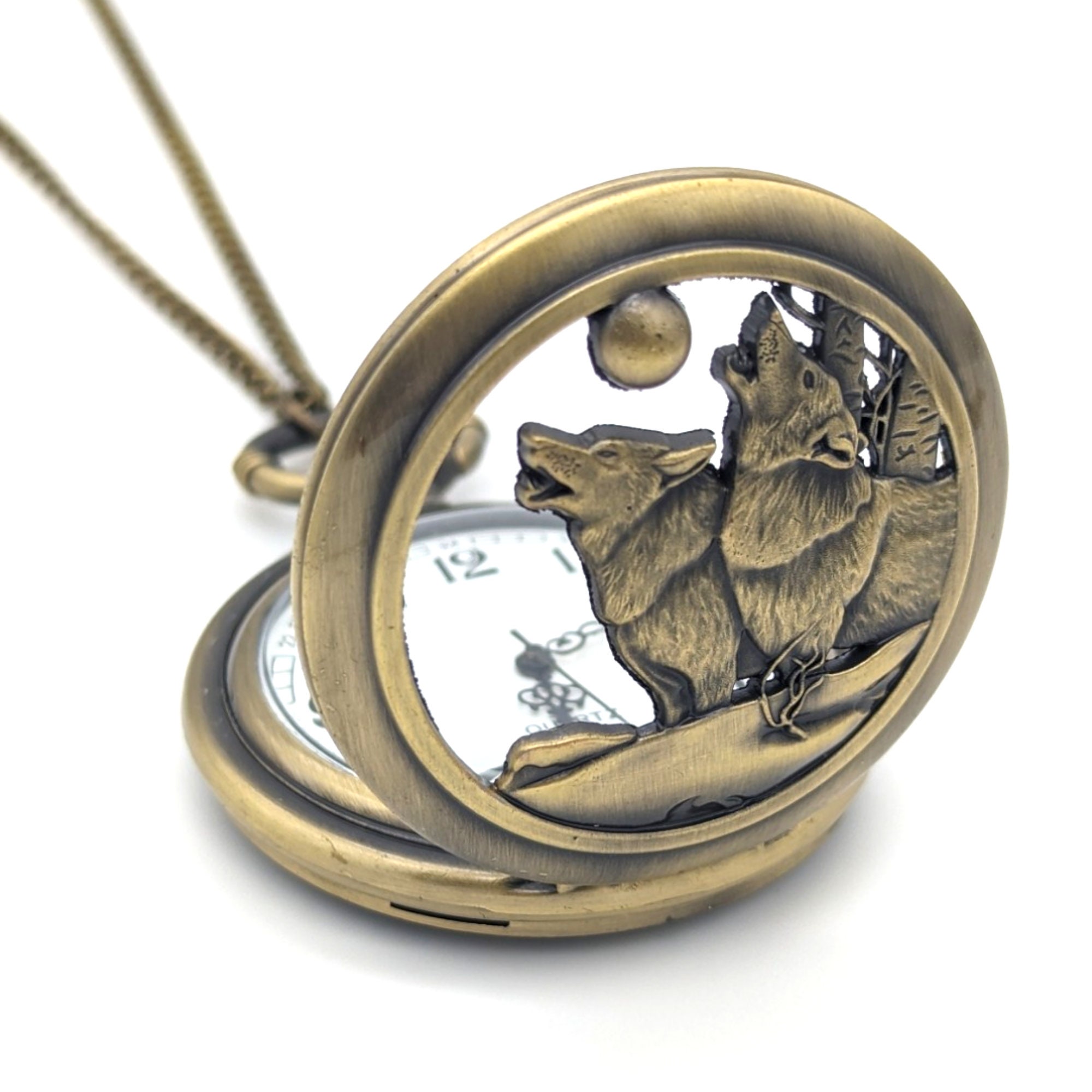 Wolf Pocket Watch NEW Howling at the Moon Wolves Gift Wild Nature ...