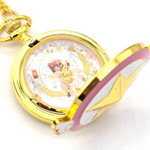 Sakura Star Pocket Watch Personalized - Pink Gold Wings Anime Cosplay ...
