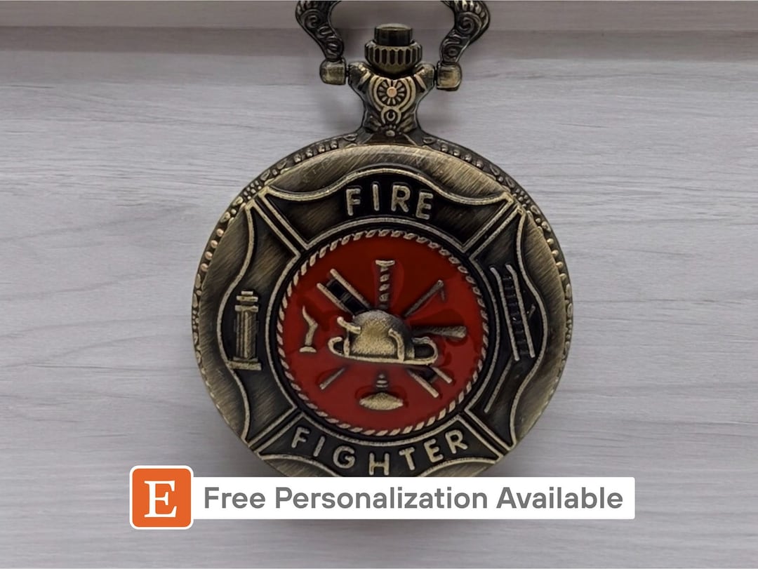 Firefighter Pocket Watch Gift Bronze First Responders Fireman ...
