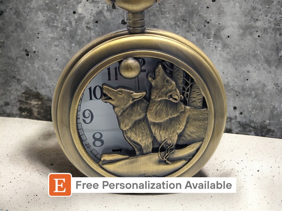 Wolf Pocket Watch NEW Howling at the Moon Wolves Gift Wild Nature ...