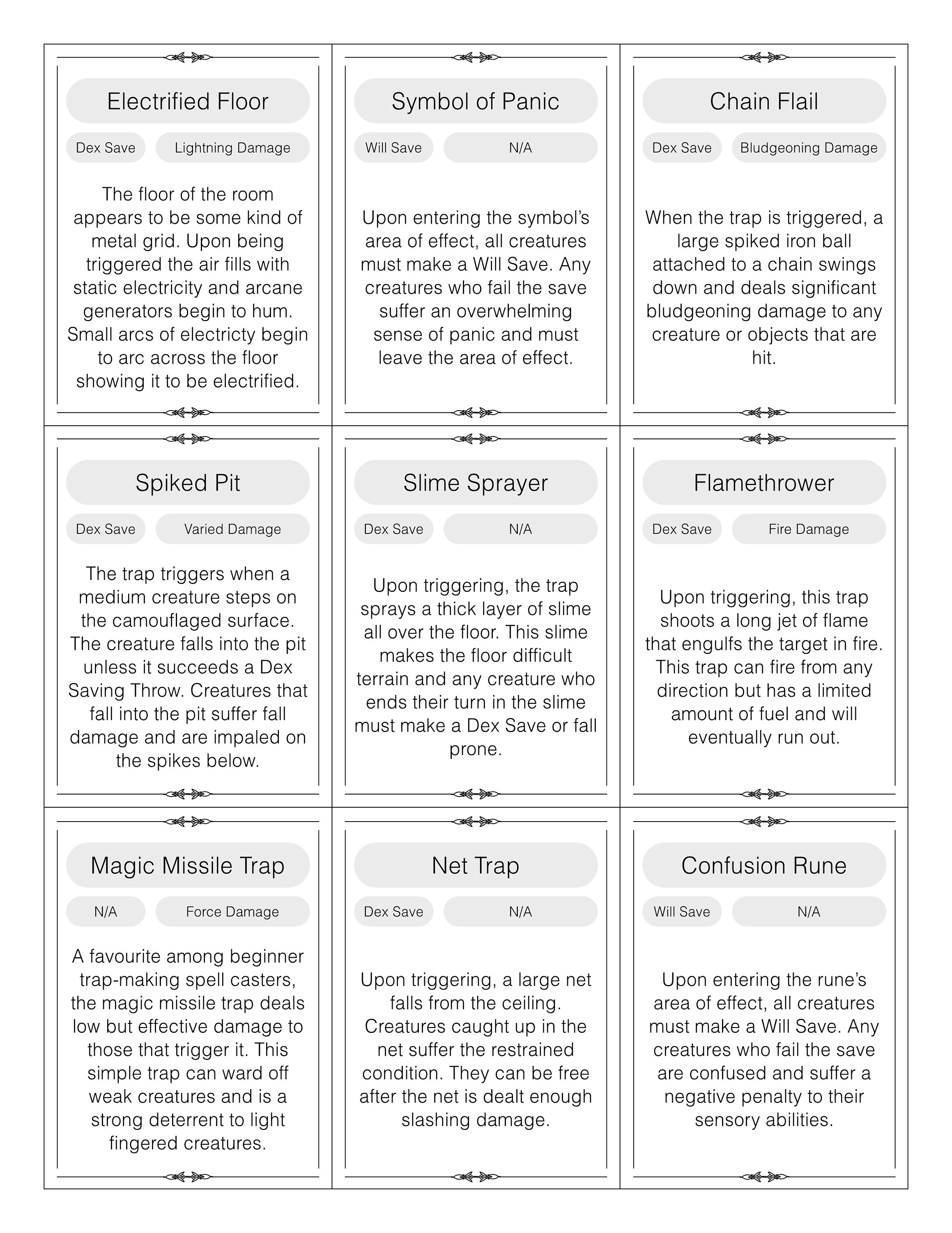 54 Printable Trap Cards for D&D Bundle - Flexible RPG Accessories for ...