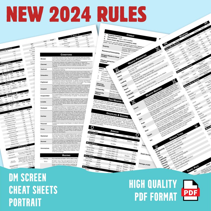 Dm Screen Inserts Printable - Etsy
