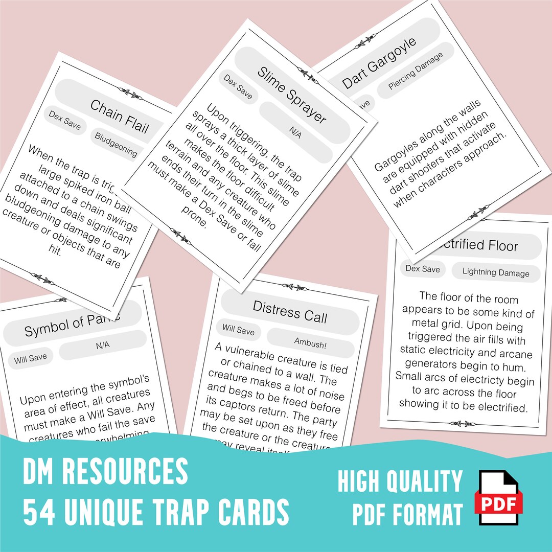 54 Printable Trap Cards for D&D Bundle - Flexible RPG Accessories for ...