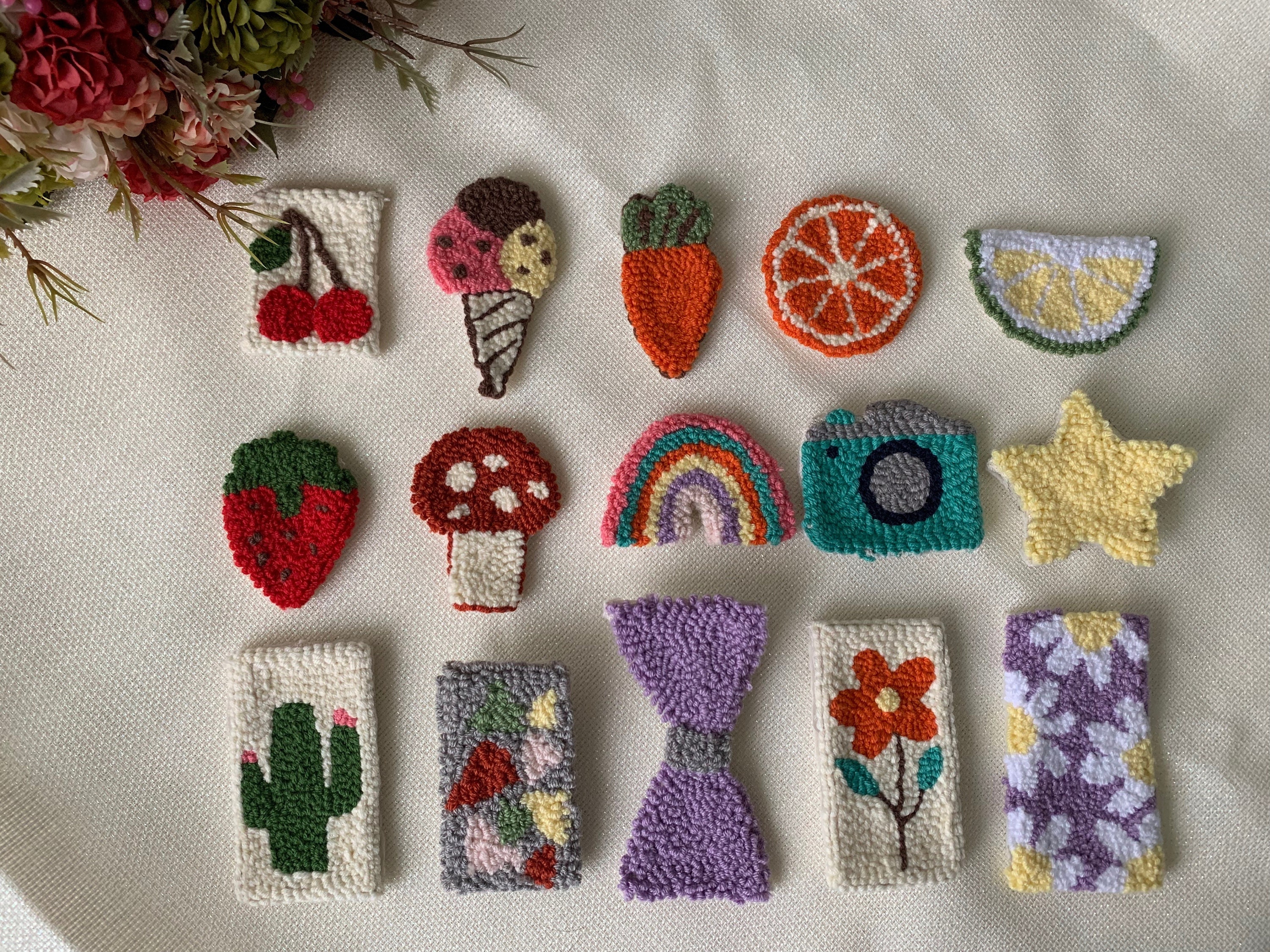 Multi Set, Embroidered Brooch Pin for Women,punch Needle Hair Barrette ...