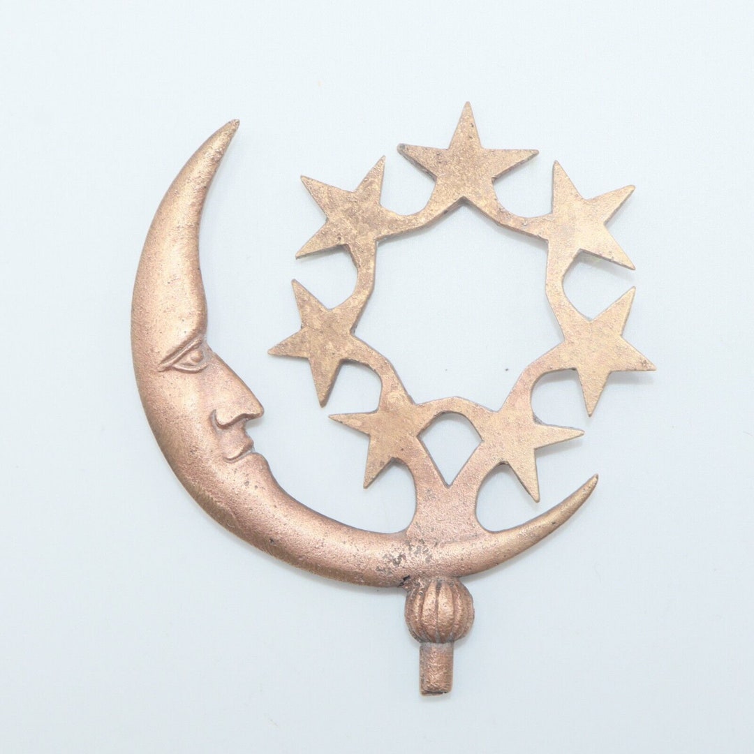 Antique 1800s Freemason Crescent Half Moon With 7 Stars Brass - Etsy