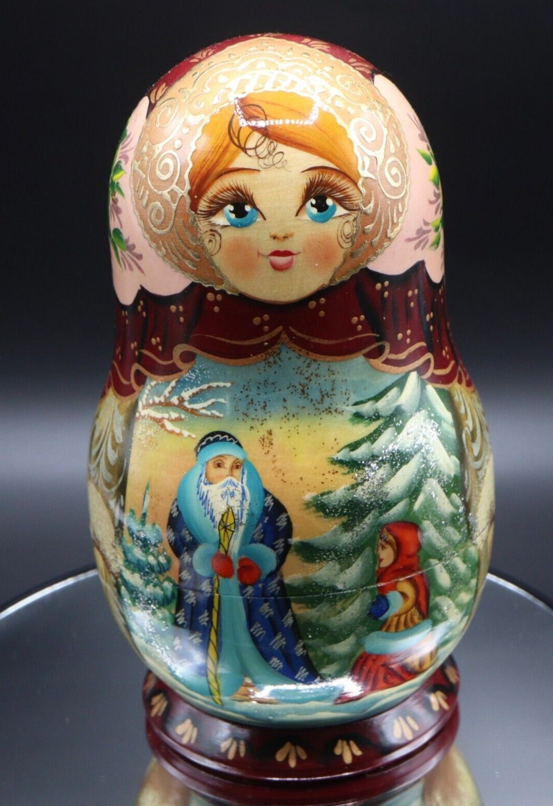 Vintage Russian Blue Father Christmas Snowy Nesting Doll Beautiful ...