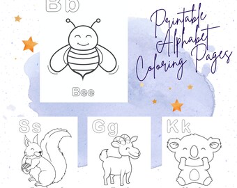 Animal Alphabet Coloring Pages Printable, Phonics Literacy ABC Letters ...