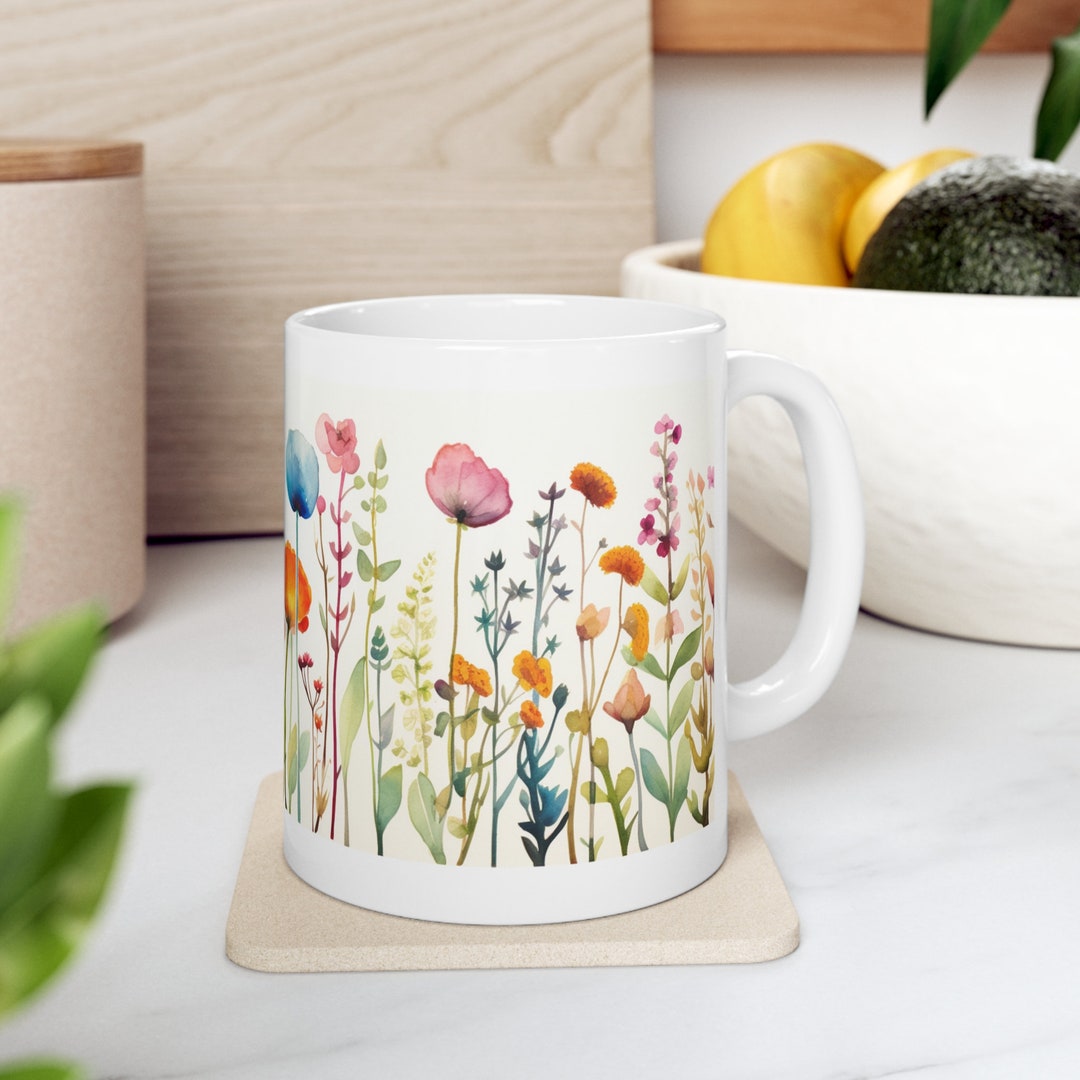 Floral Enchantment Pressed Flower Mug Boho Wildflower Cottagecore ...