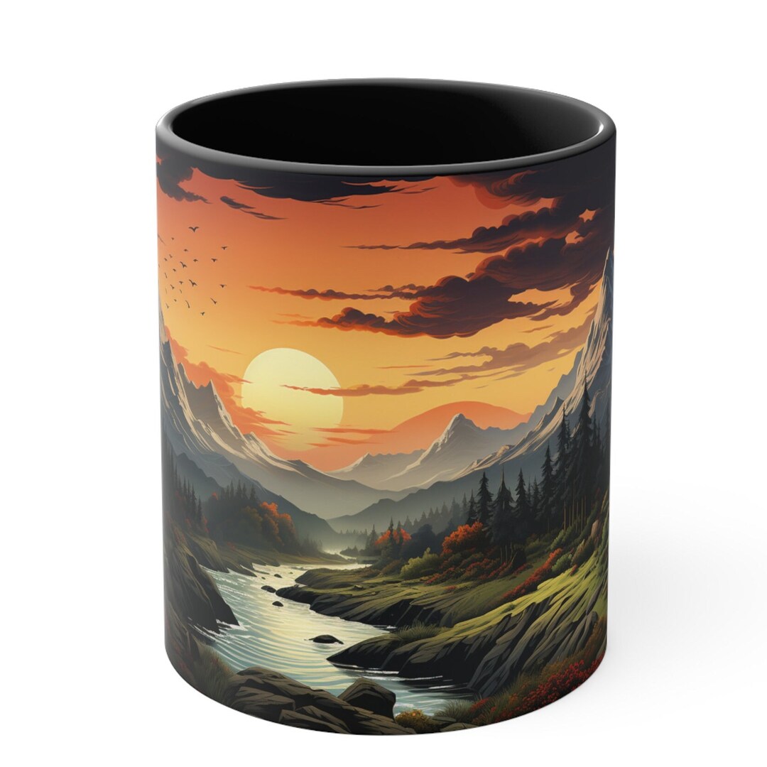 Panoramic Mountain Mug Tree Mug Tree Coffee Mug Forest Cup Woodland ...