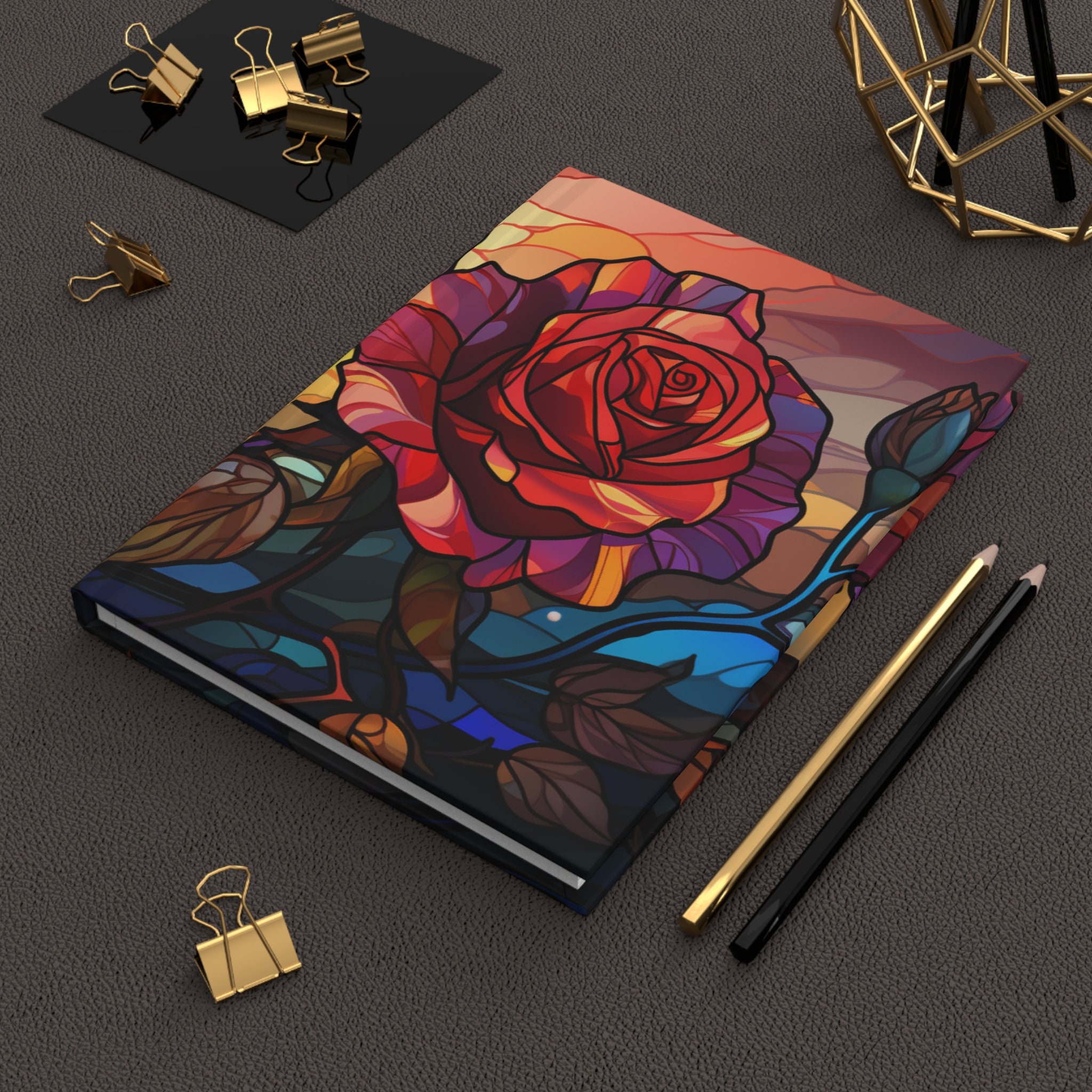 Stain Glass Flower Notebook Notepad Hardcover To-do Stationary - Etsy