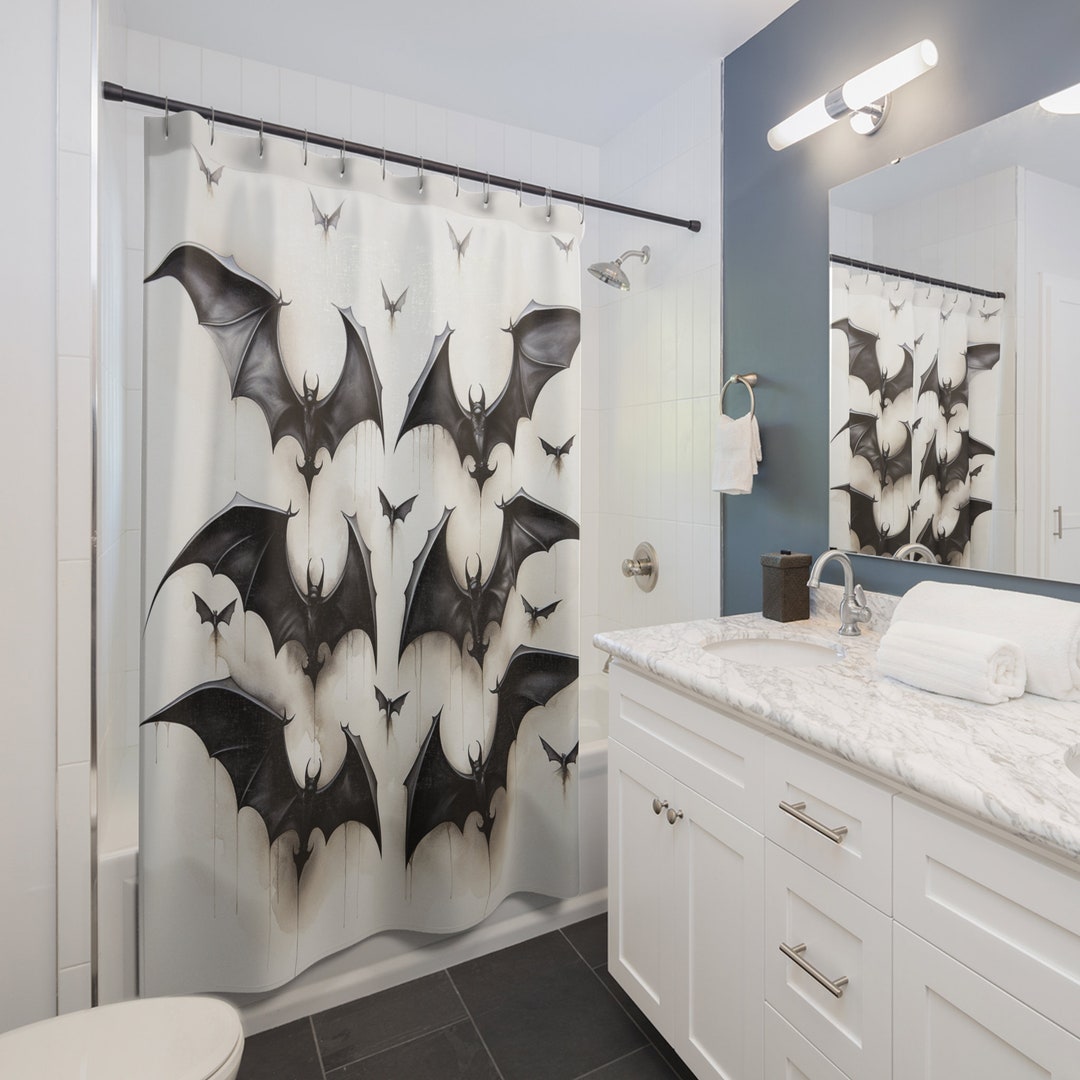 Bat Shower Curtain, Fun Shower Curtain, Dark Night Bathroom Curtain ...