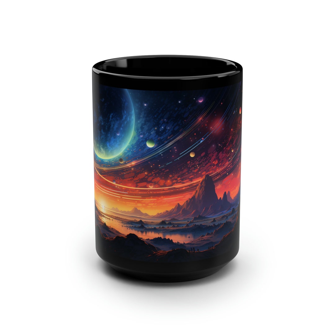Galaxy Coffee Mug Cosmic Gift Boho Moon Stars Sun Celestial Mug 15oz - Etsy
