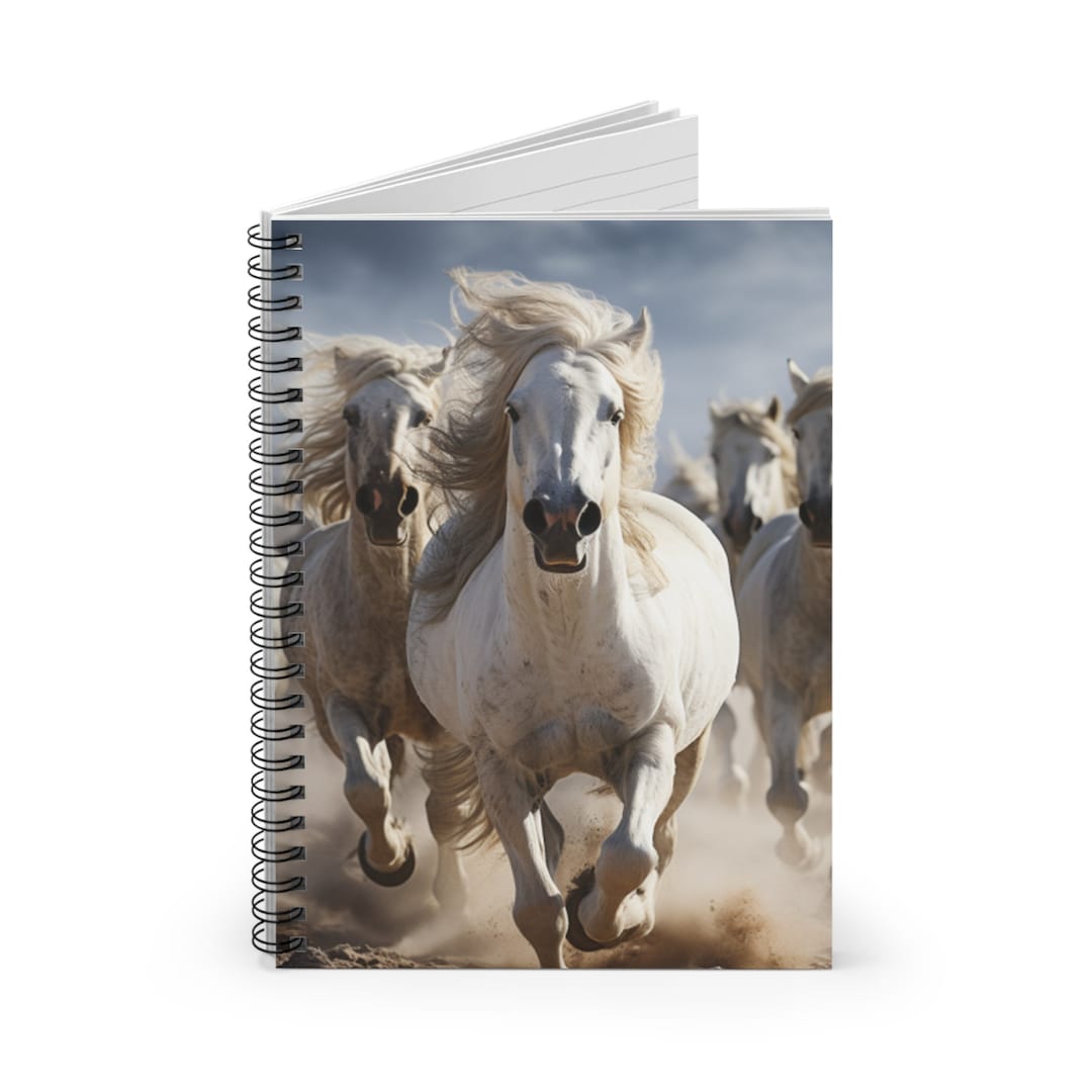 White Horses Spiral Notebook - Equestrian Writing Journal - Etsy