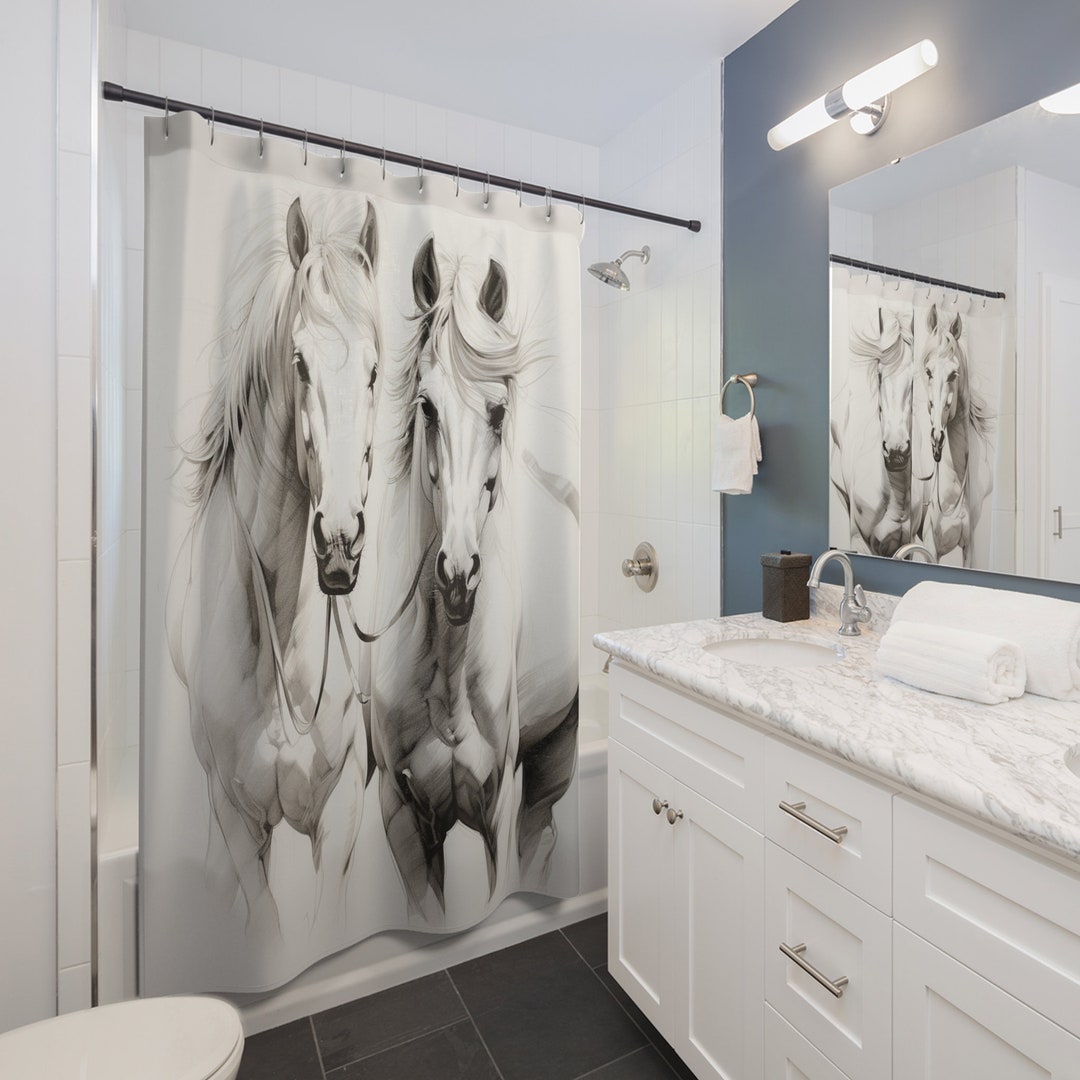 Wild Horse Shower Curtain: Western Equestrian Bathroom Decor - Etsy