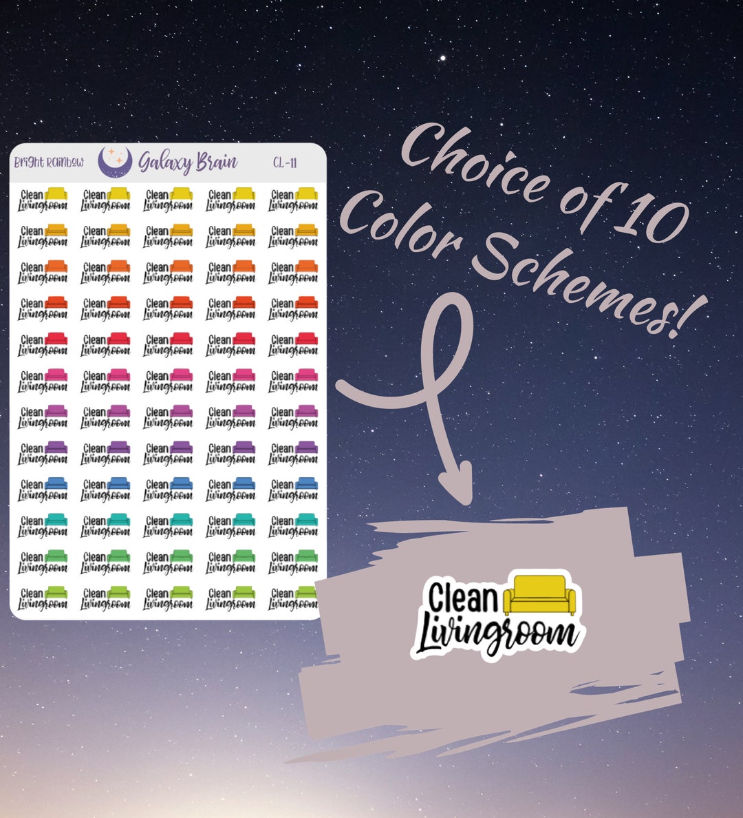 CL-11 Clean Livingroom | Cleaning | Functional Planner Stickers - Etsy