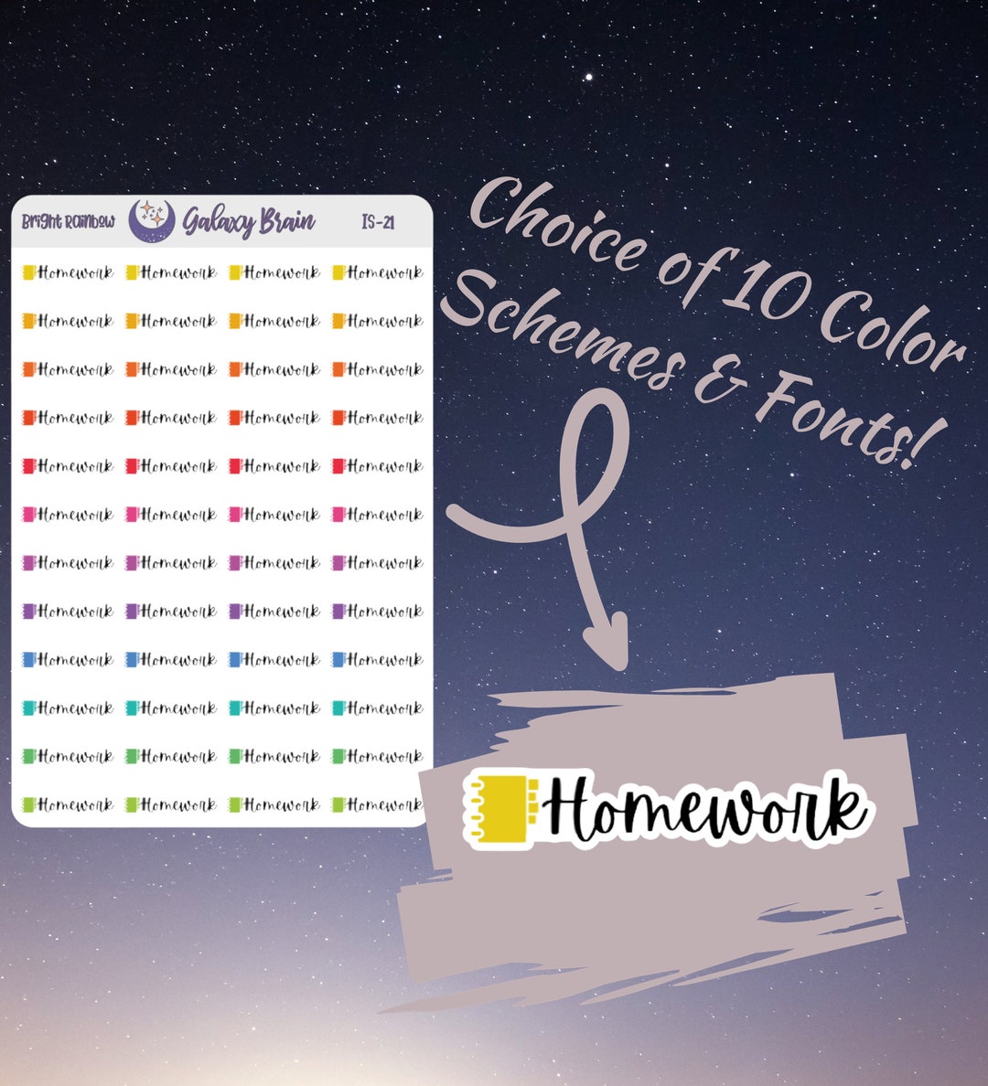 IS-21 Homework | Icons W/ Scripts | Functional Planner Stickers - Etsy