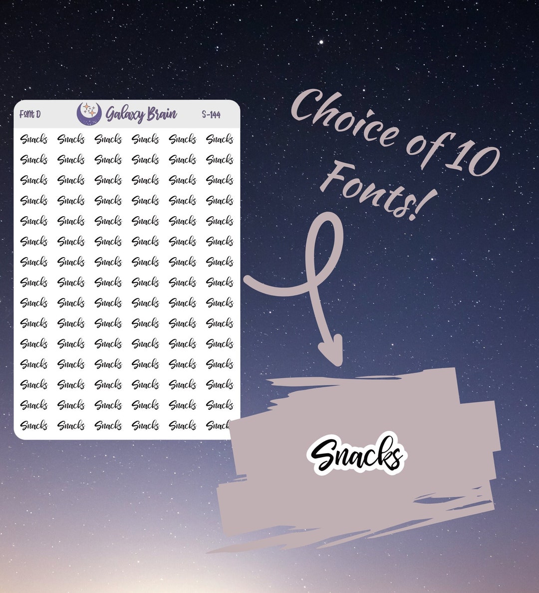 S-144 Snacks | Scripts | Functional Planner Stickers - Etsy