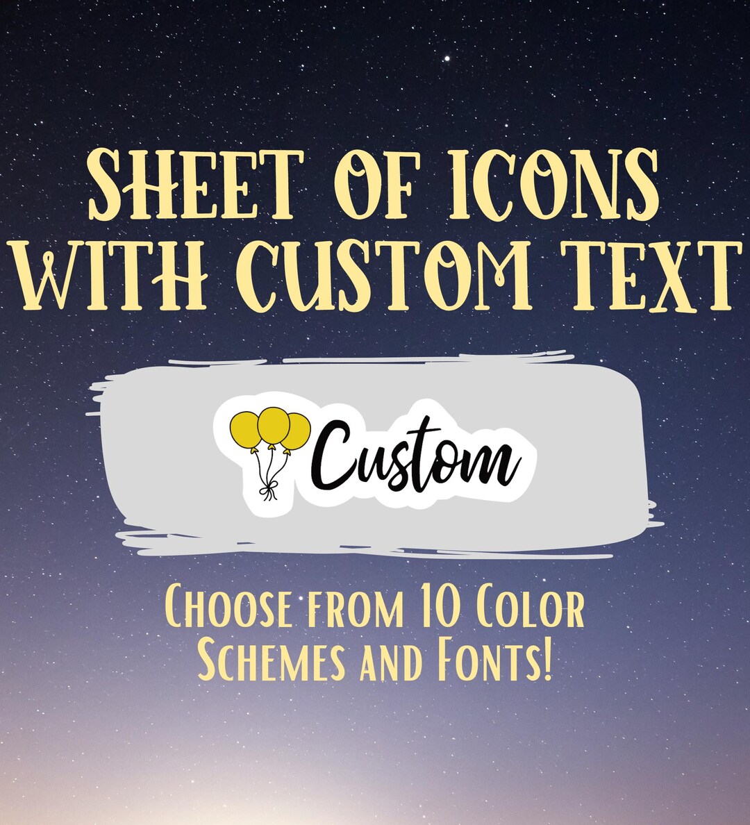CIC-81 Balloons (single Color) Icon W/ Custom Text | Icons W/ Scripts ...