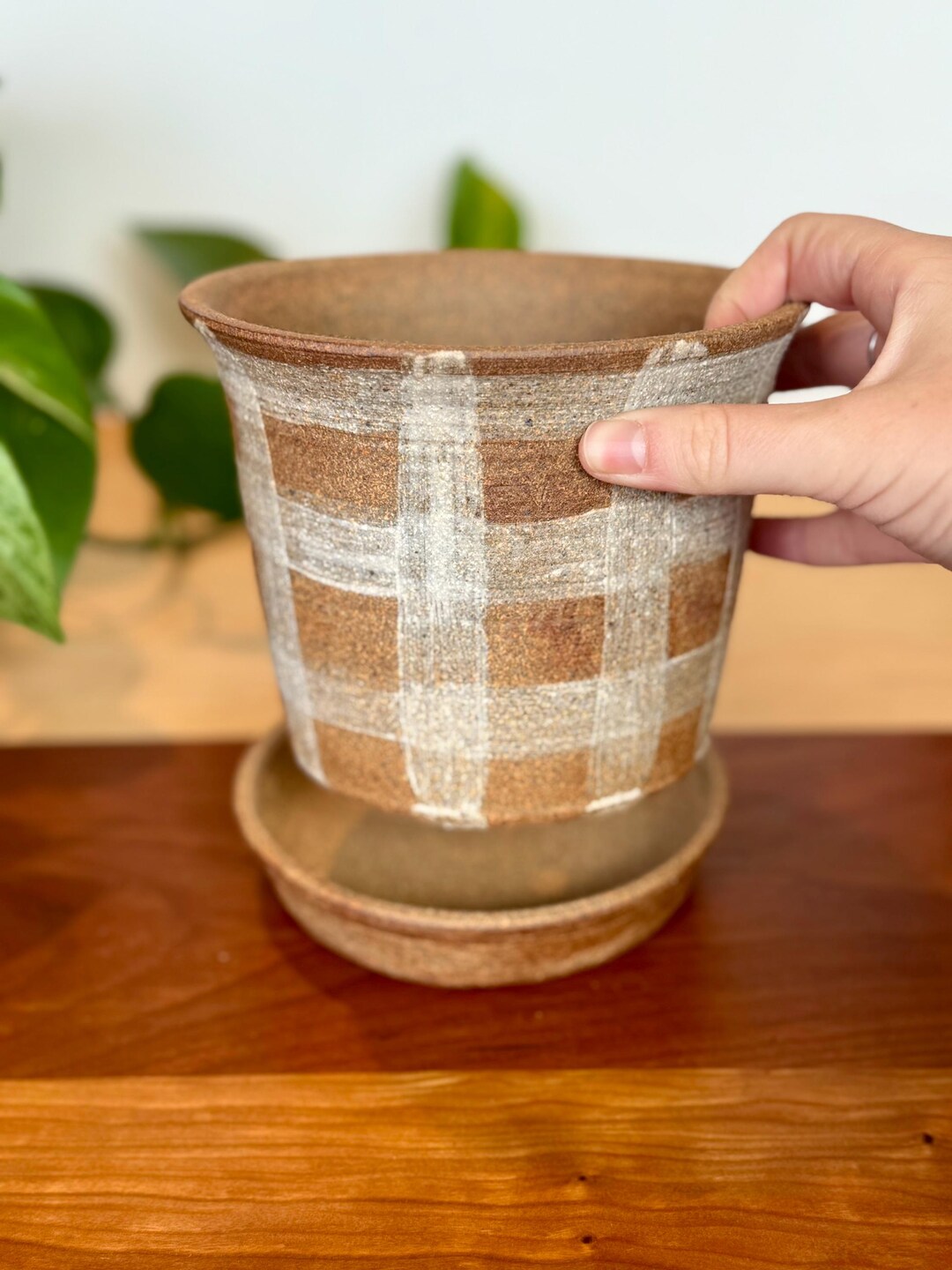Plaid Checkered Ceramic Planter - Etsy