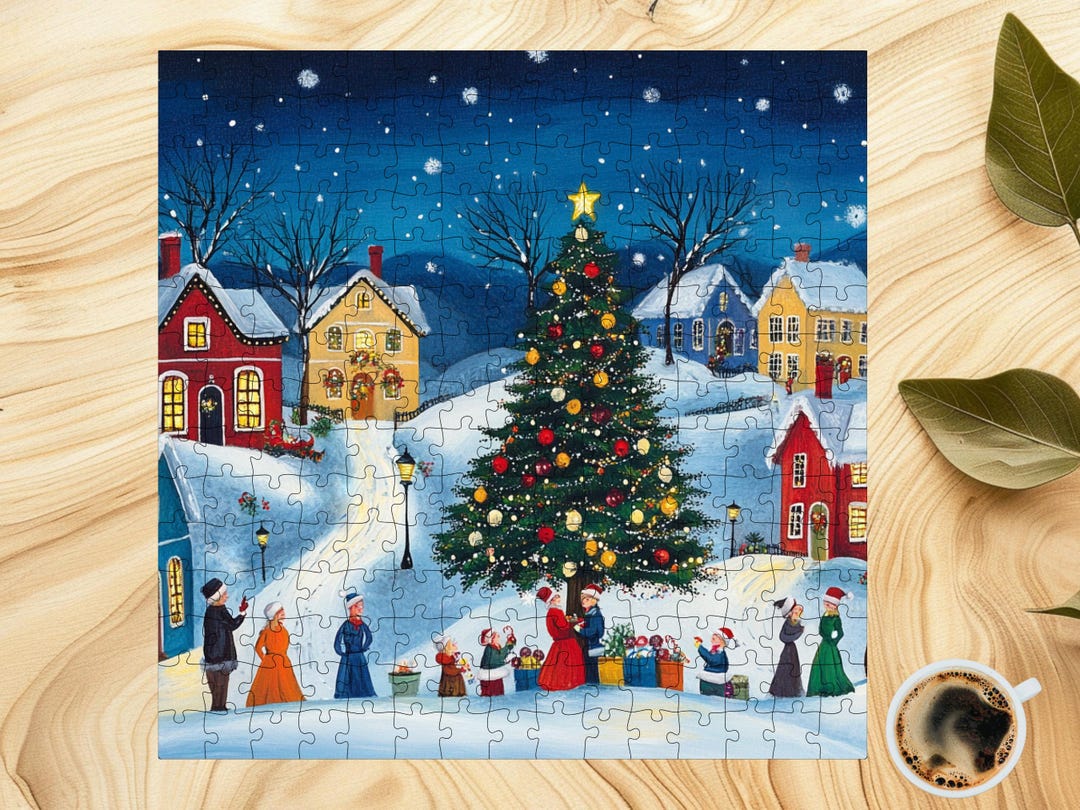 Twinkling Christmas Village Jigsaw Puzzle - 1000+ Pieces Colorful ...