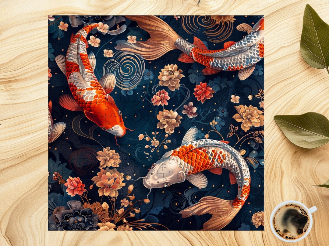 Tranquil Koi Fish Pond Botanical Puzzle Game - 1000+ Piece Jigsaw ...