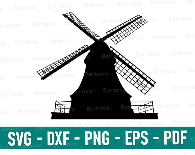 Windmill SVG | Windmill Clipart | Windmill Silhouette Cut File | Vector ...