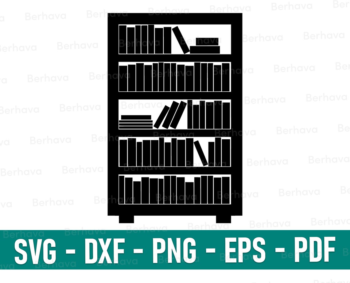 Bookshelf Svg, Bookshelf Png, Bookcase Svg, Bookcase Png, Library Svg ...