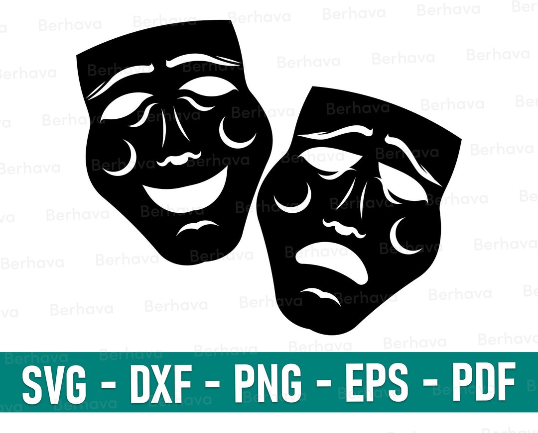 Theatre SVG, Drama Svg , Happy, Sad Faces Png, Mask Silhouette,theater ...