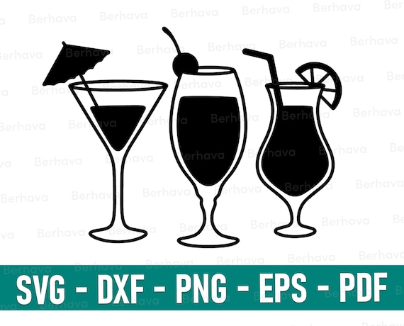 Cocktail Svg Cocktail Party Svg Cocktail Silhouette | Etsy Denmark