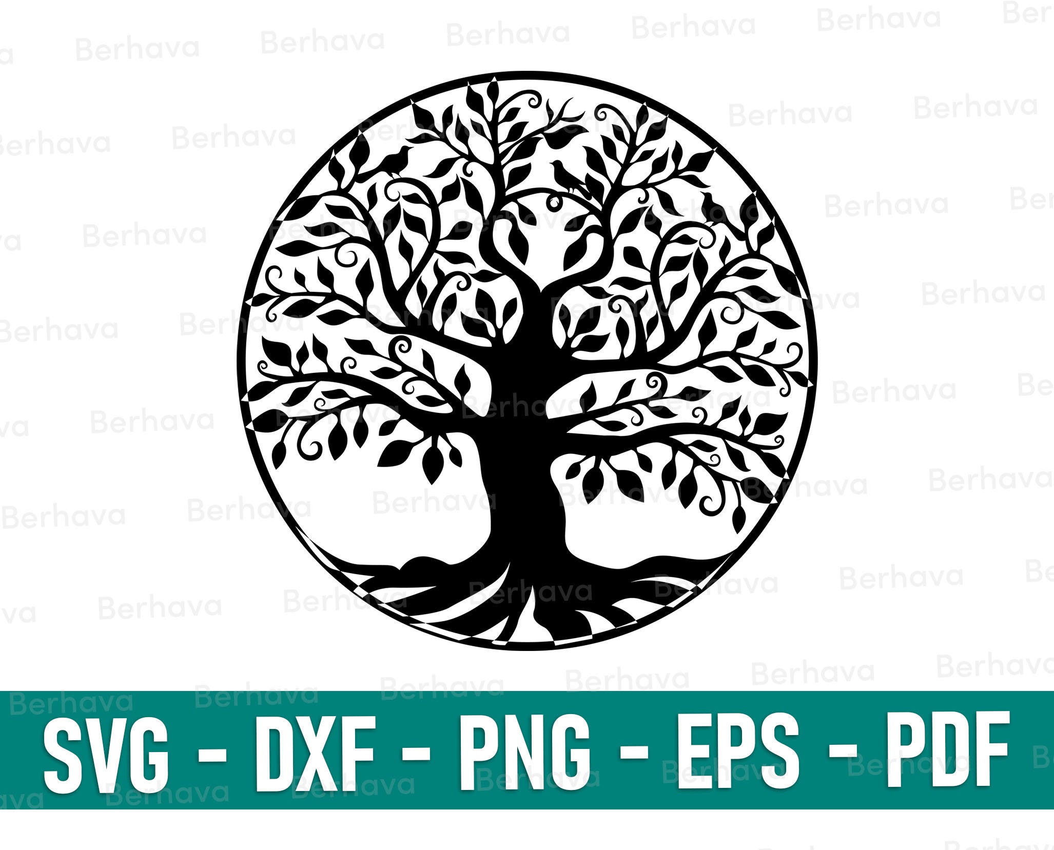 Tree of Life With Birds Svg/png/dxf/eps/pdf. Tree of Life Svg, Tree of ...