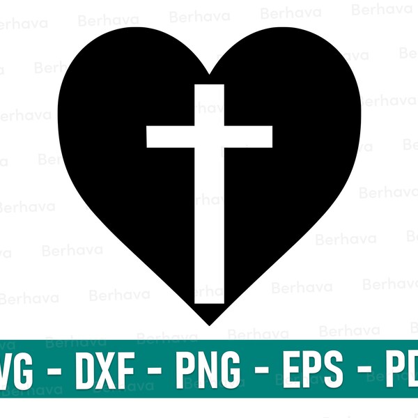 Heart and Cross Clipart - Etsy