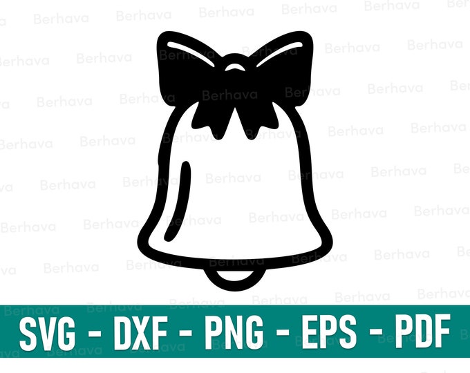 Bell With Ringer Vector Clipart Set / Outline & Stamp Graphic / Silver ...