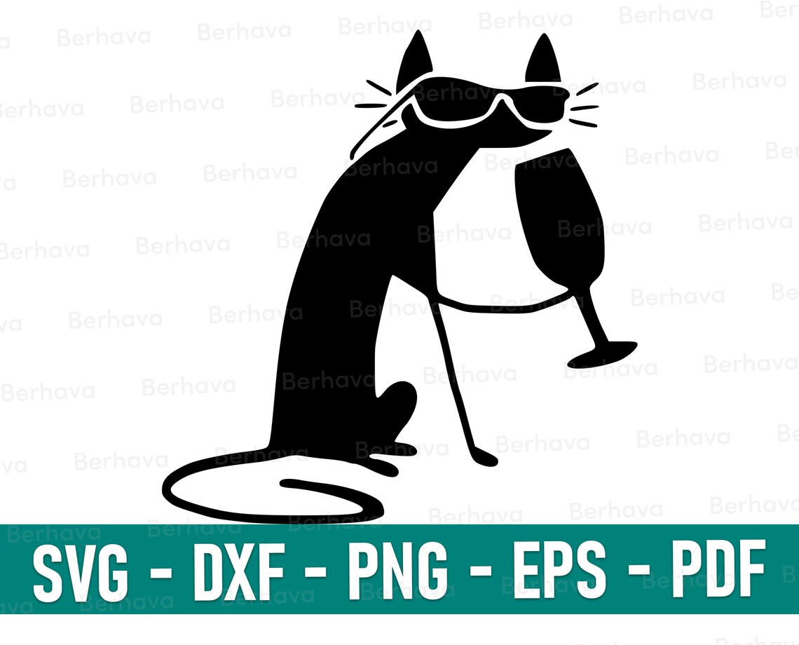 Drinking Cat SVG Wine Svg Cat Drinking Wine SVG Cat SVG - Etsy