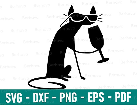 Drinking Cat SVG Wine Svg Cat Drinking Wine SVG Cat SVG | Etsy