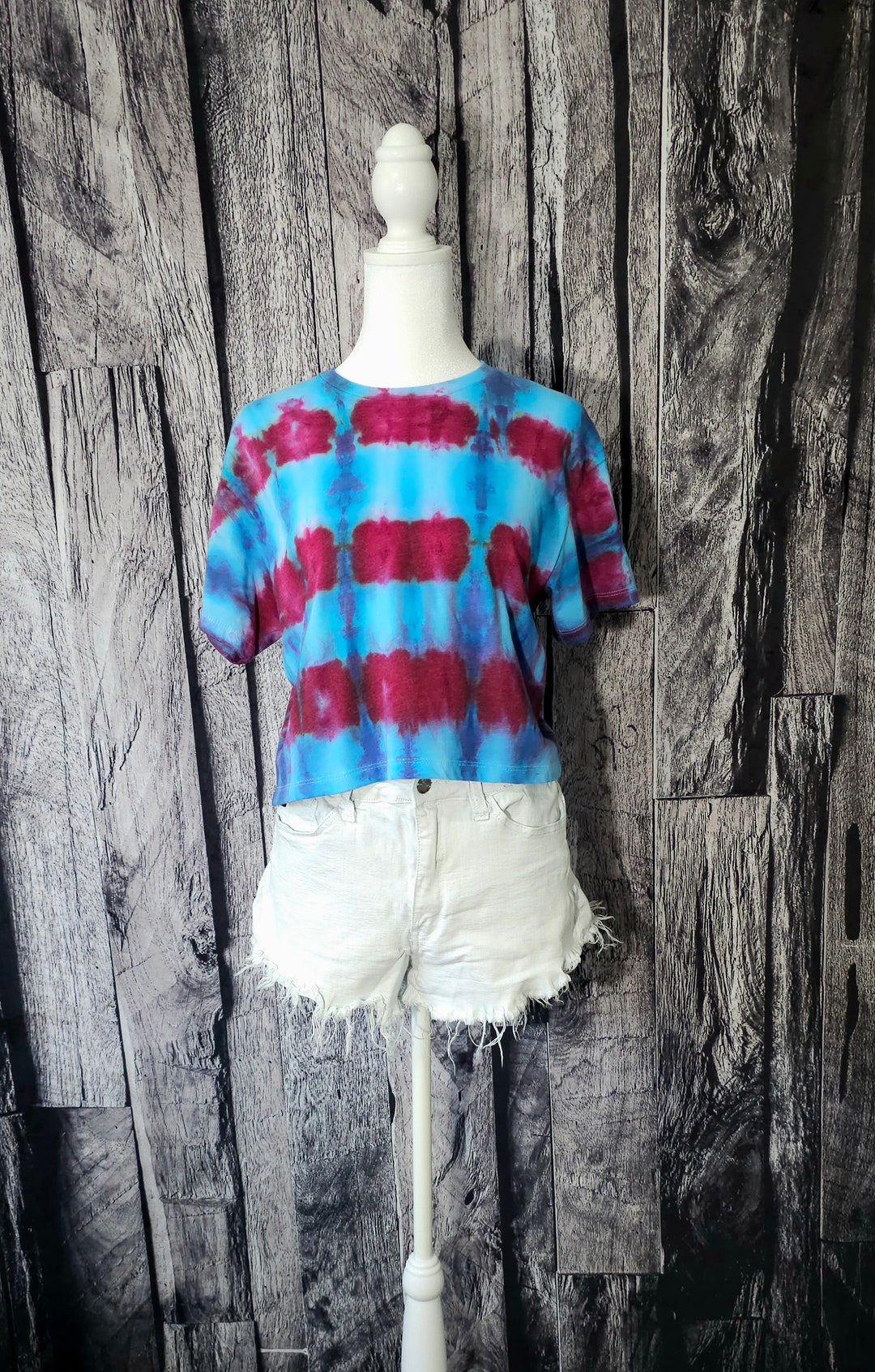 Women's Medium Ice Dye Crop Top Tie Dye Festival Style Top Midriff Top ...