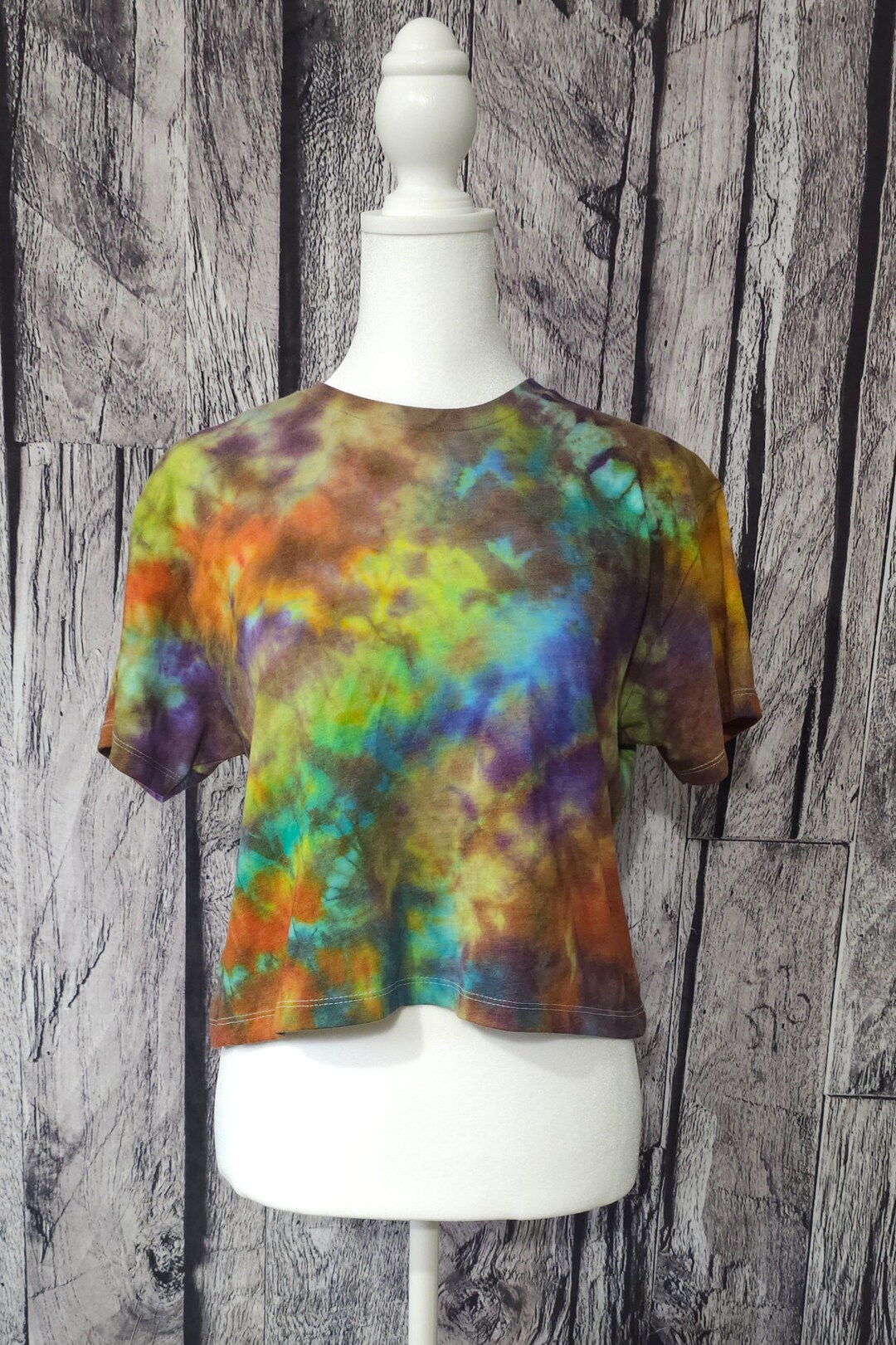 Ice Dye Crop Top Women's Medium Cropped Shirt Festival Style Top ...