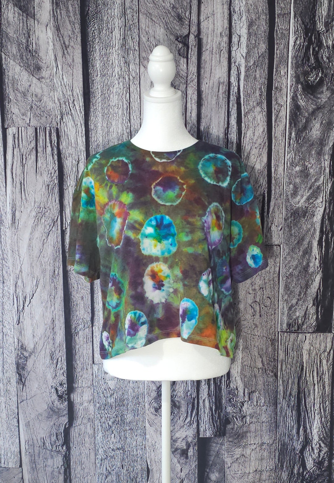Women's 3XL Ice Dyed Crop Top Festival Style Shirt Midriff Top Concert ...